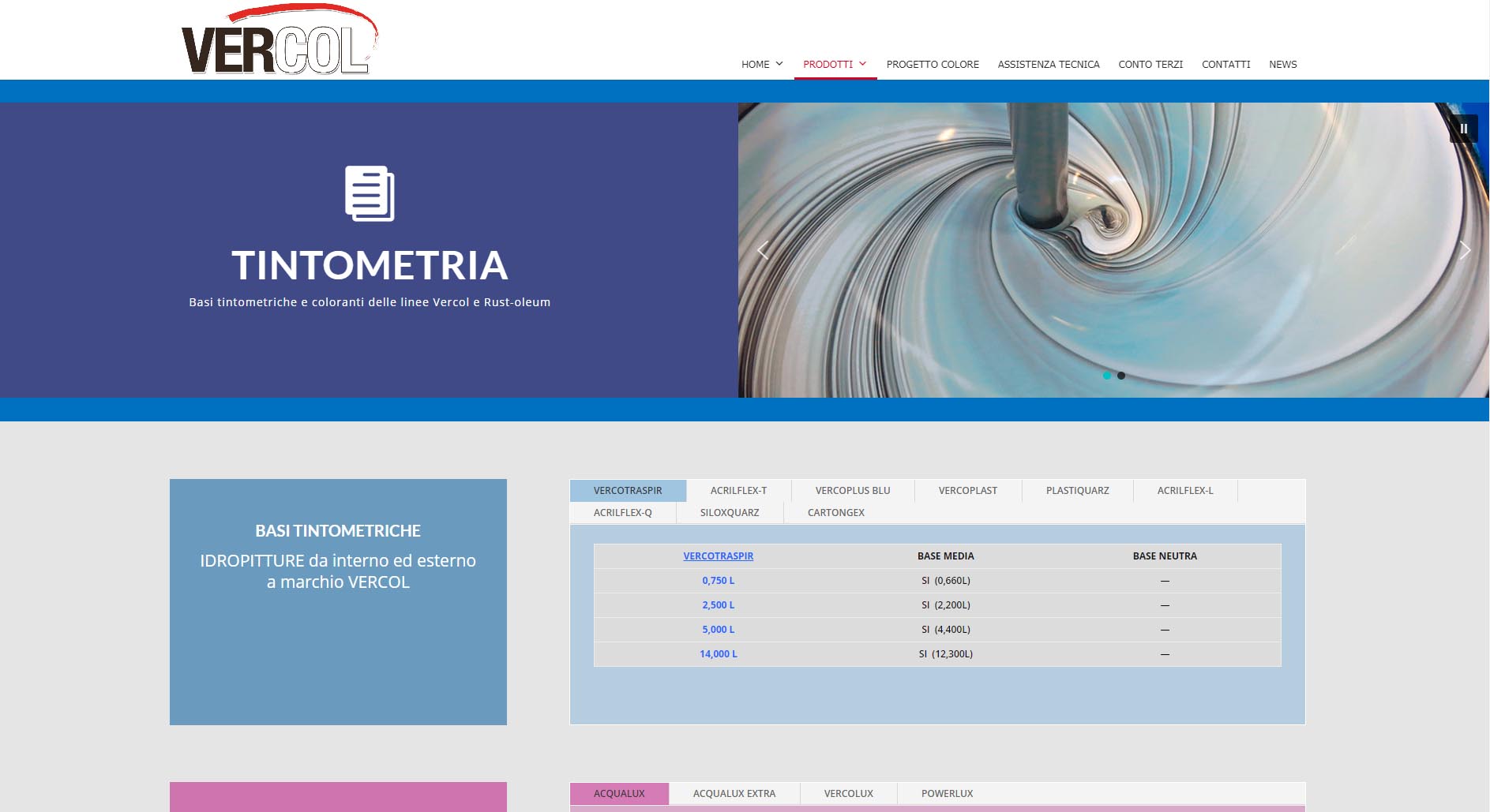 basi tintometriche e coloranti delle linee Vercol e Rust-oleum